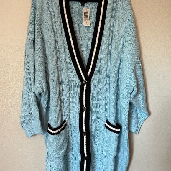 torrid | Sweaters | Torrid Blue Cable Knit Cardigan With Black And ...
